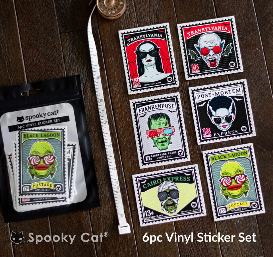 Monster Stamp 6pc Vinyl Sticker Set – Spooky Cat Press