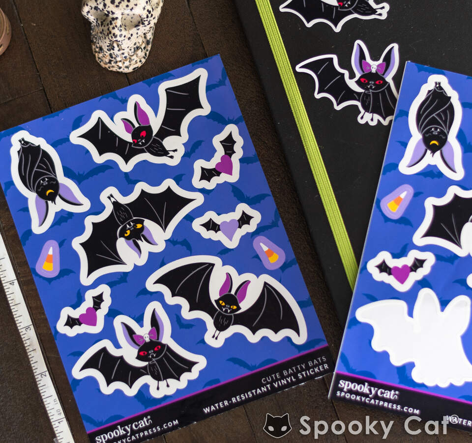 Cute Bat Sticker Sheet – Spooky Cat Press