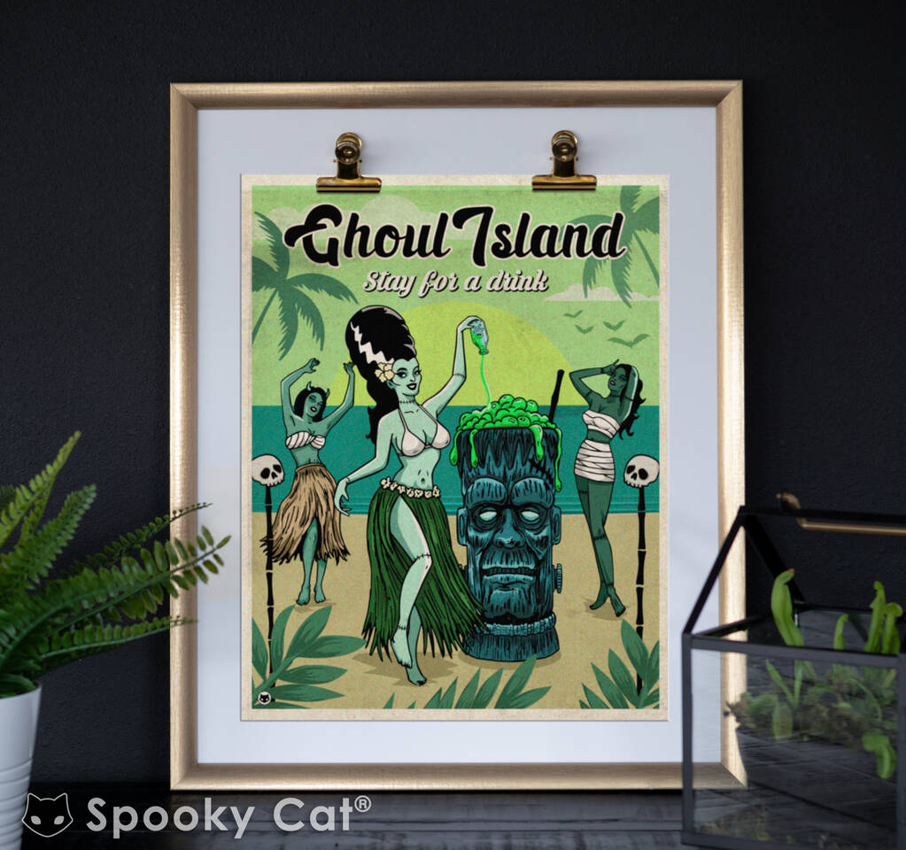 Ghoul Island Tiki Art Print – Spooky Cat Press