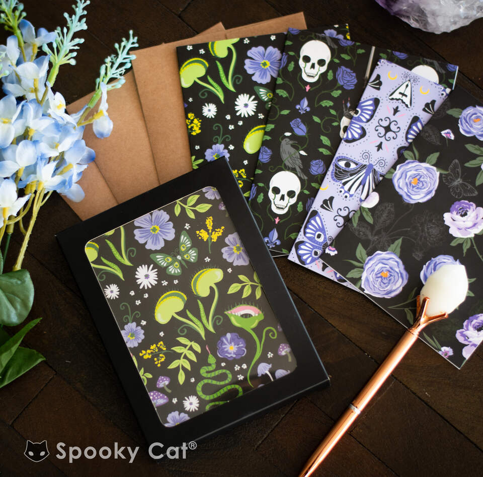 Gothic Floral Card Set (8pcs) – Spooky Cat Press