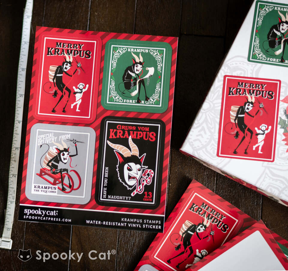 Krampus Stamps Sticker Sheet – Spooky Cat Press