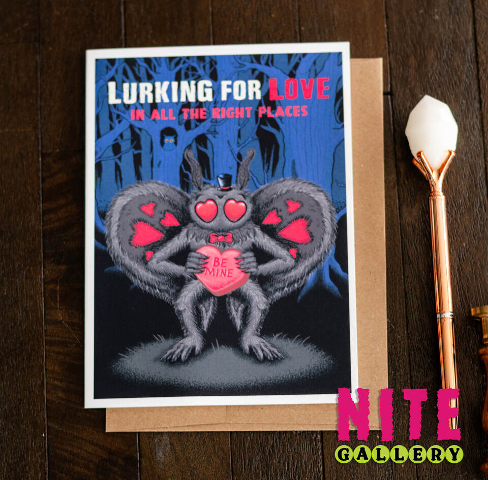 Nite Gallery Mothman Valentine's Card – Spooky Cat Press