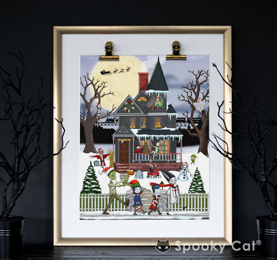 Spookytown Creepmas Art Print – Spooky Cat Press
