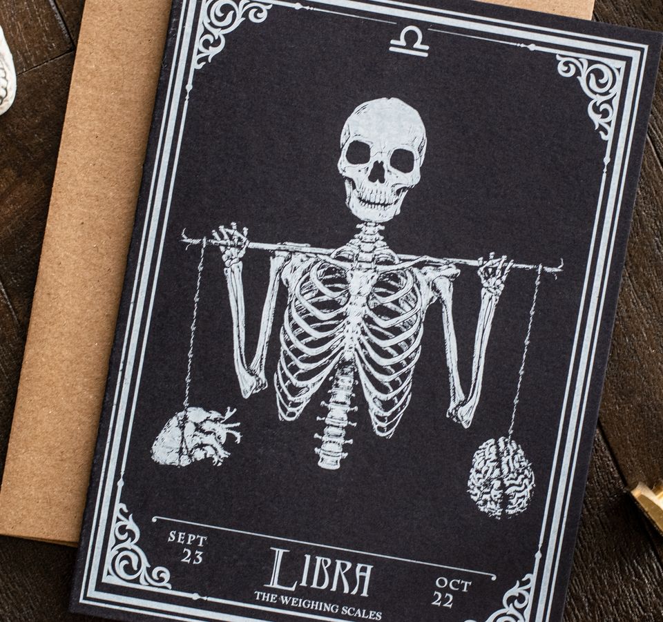 Libra (Sept 23 - Oct 22) Zodiac Card – Spooky Cat Press