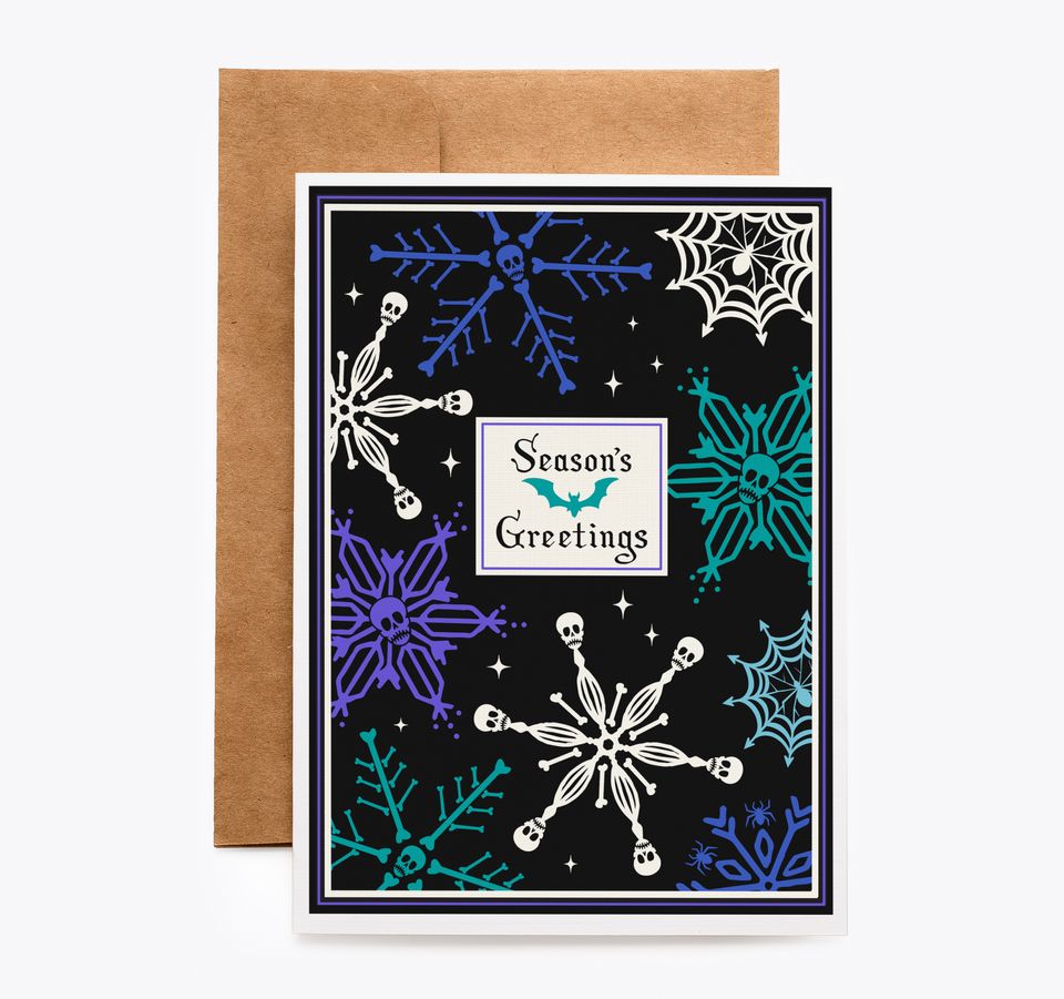 Skull Snowflake Christmas Card – Spooky Cat Press
