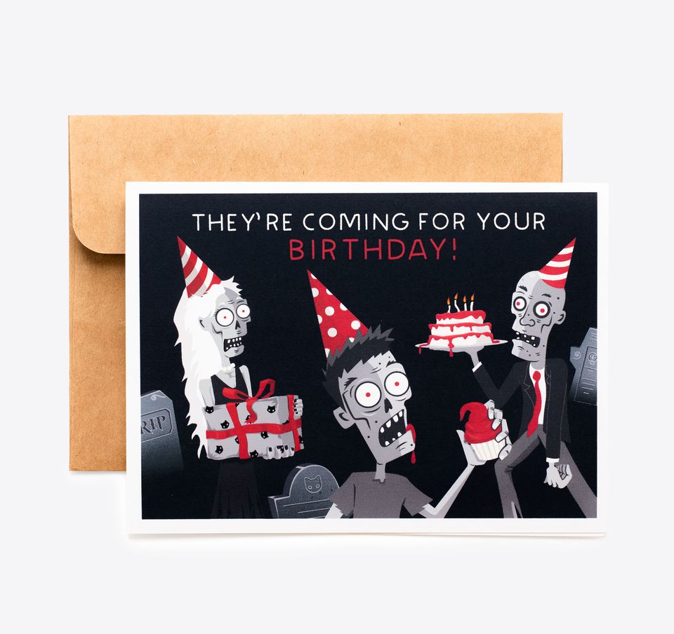 Zombie Birthday Card - They're Coming – Spooky Cat Press